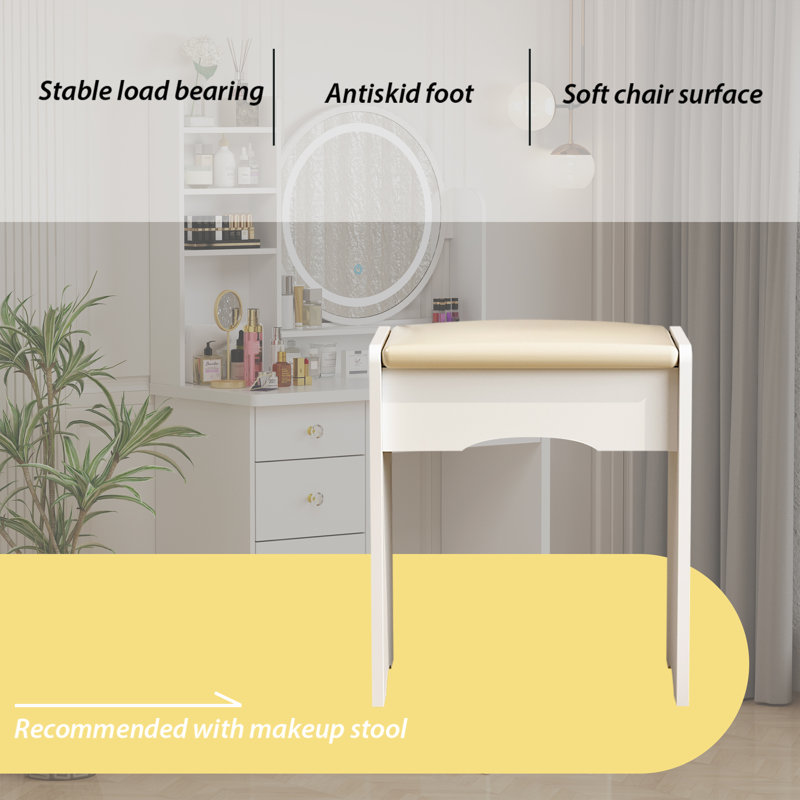 Hermanson vanity set with stool and mirror store